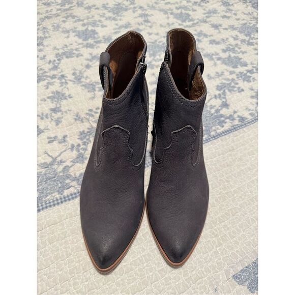 Frye | Shoes | Frye Reina Ankle In Gray Leatherbooties Western Details ...